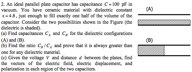 Solved 2. An ideal parallel plate capacitor has capacitance | Chegg.com