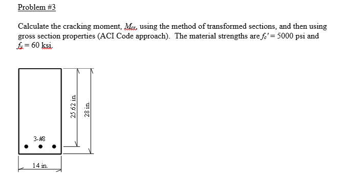 Solved Problem #3 Calculate the cracking moment, M, using | Chegg.com