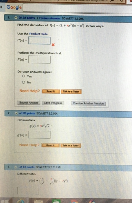 Find the derivative of f(x)=(1+4x^2)(x-x^2) in two | Chegg.com