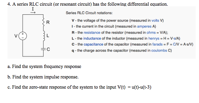 A series RLC circuit (or resonant circuit) has the | Chegg.com