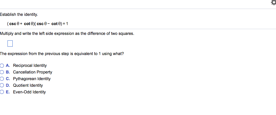 Solved Establish the identity. (csc theta + cot theta)(csc | Chegg.com