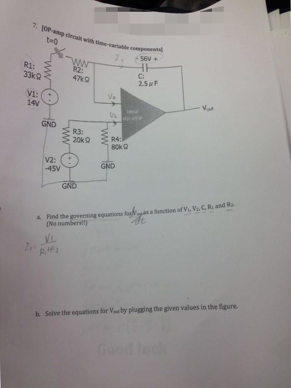 Solved Find the governing equations for Vout as a function | Chegg.com