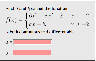Solved Find a and b so that the function f(x) = {6x^3 - | Chegg.com