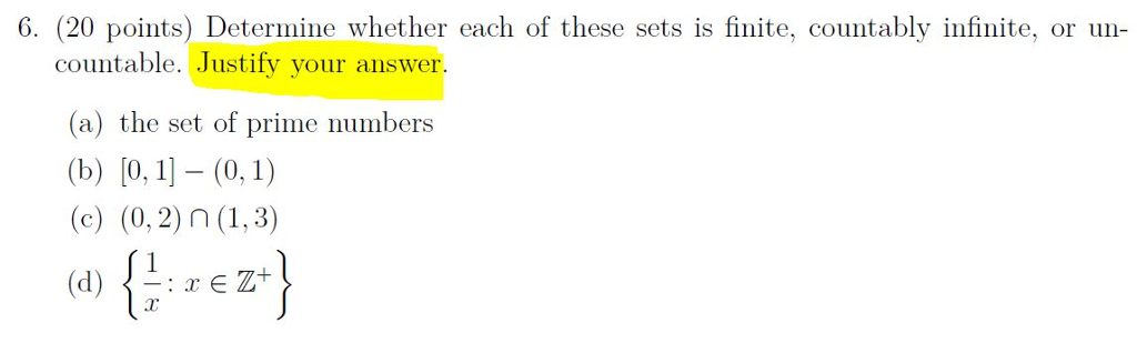 Solved 6. (20 points) Determine whether each of these sets | Chegg.com