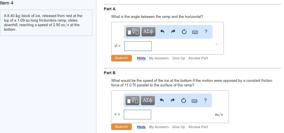 Solved A 8.40-kg block of ice, released from rest at the top | Chegg.com