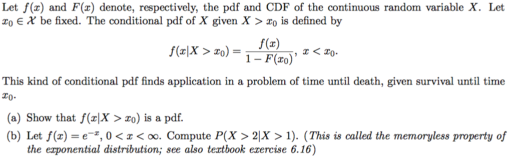 Solved Let f(x) and F(x) denote, respectively, the pdf and | Chegg.com