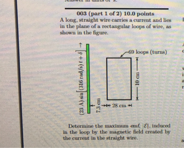 Solved A Long Straight Wire Carries A Current And Lies In 