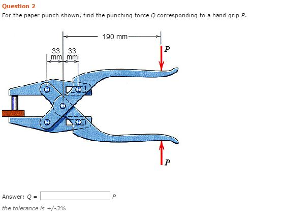 For the paper punch shown, find the punching force Q | Chegg.com