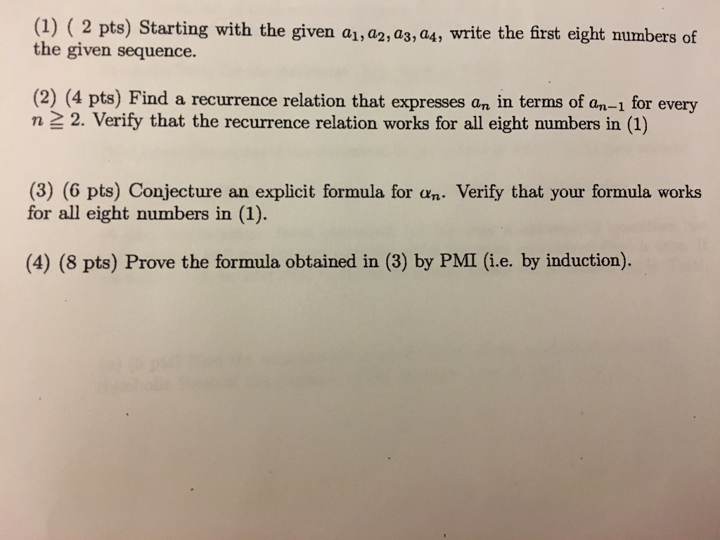 Solved Consider the sequence a1= 2, a2 = 5, a3 = 9, = 14, | Chegg.com