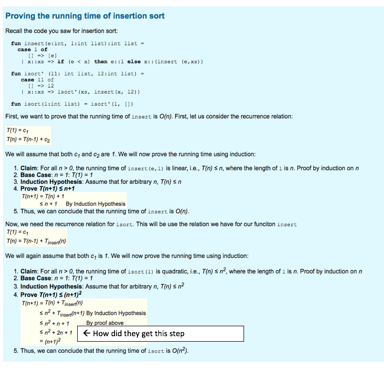 Solved Proving The Running Time Of Insertion Sort Recall The 