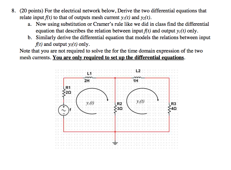 Solved For the electrical network below, Derive the two | Chegg.com