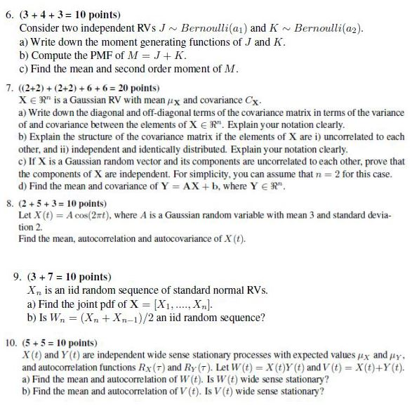 Consider two independent RVs J Bernoulli(a1) and K | Chegg.com
