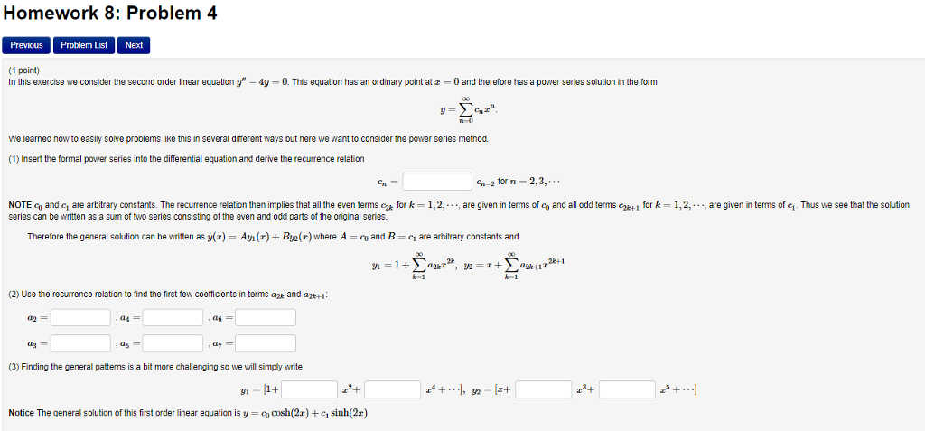 Solved Homework 8: Problem 4 Previous Problem ListNext i ai | Chegg.com