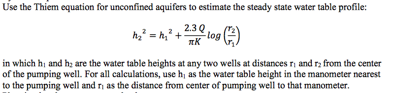 Use the Theis solution to simulate the drawdown at | Chegg.com