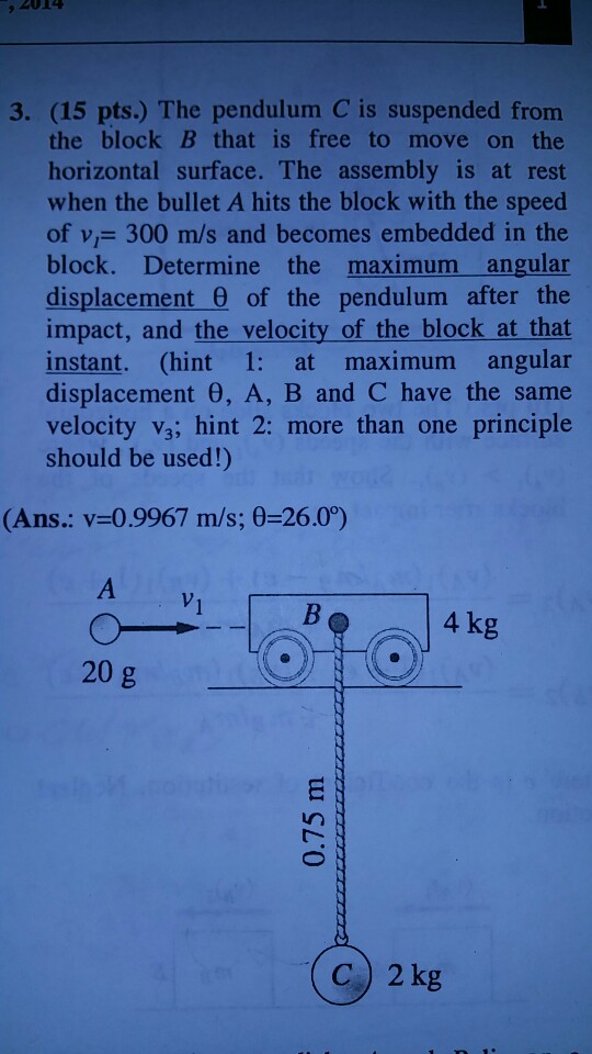 Solved The pendulum C is suspended from the block B that | Chegg.com