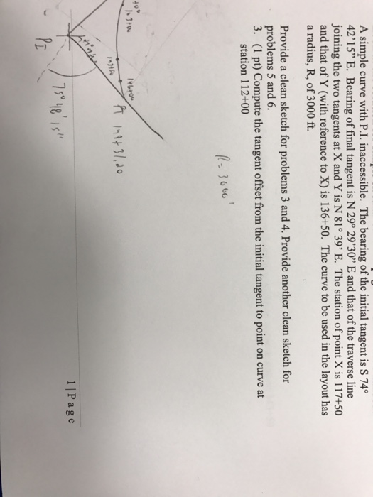 Solved A simple curve with P.I. inaccessible. The bearing of | Chegg.com