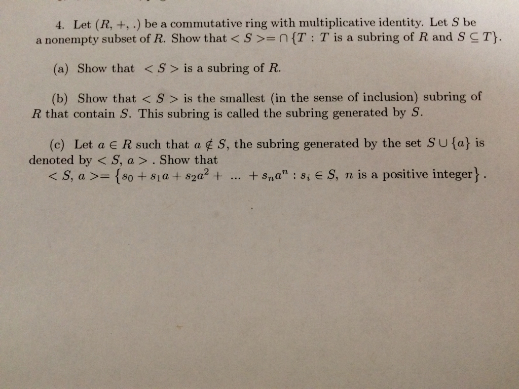 Solved Let (R, +, ) be a commutative ring with | Chegg.com Solved Let (R, +, ) be a commutative ring with | Chegg.com