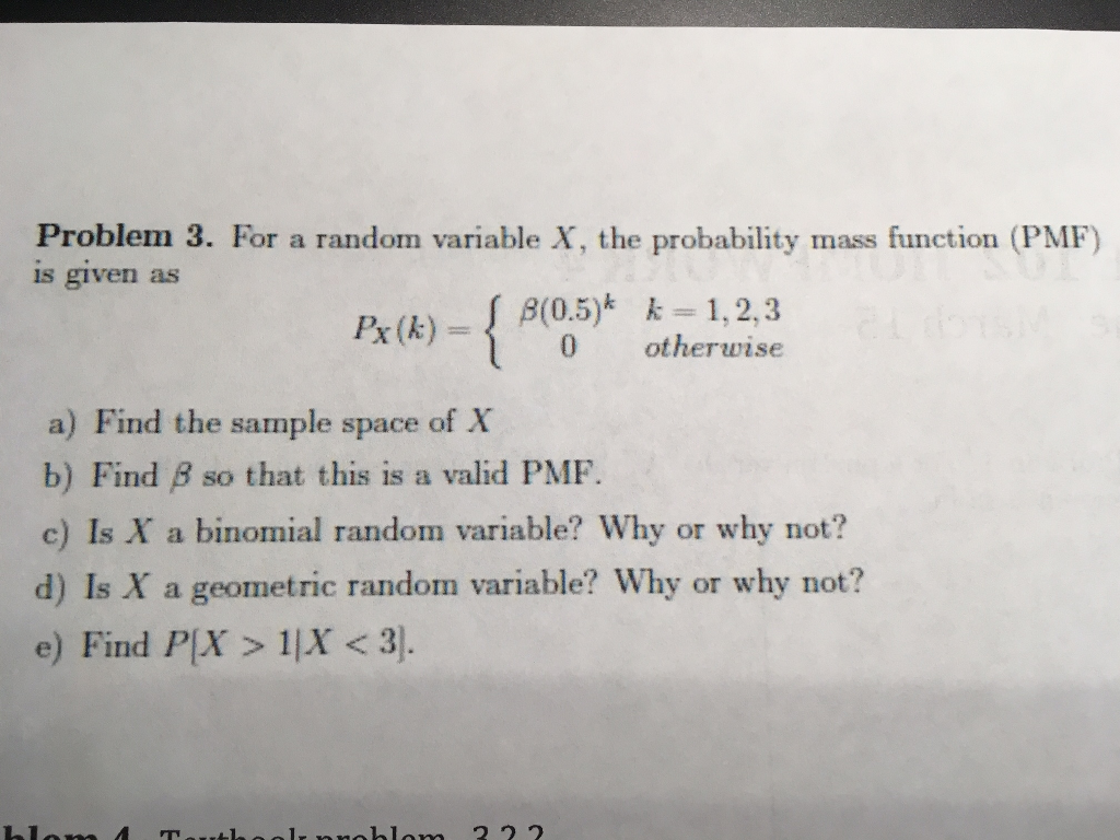 Solved For a random variable X, the probability mass | Chegg.com