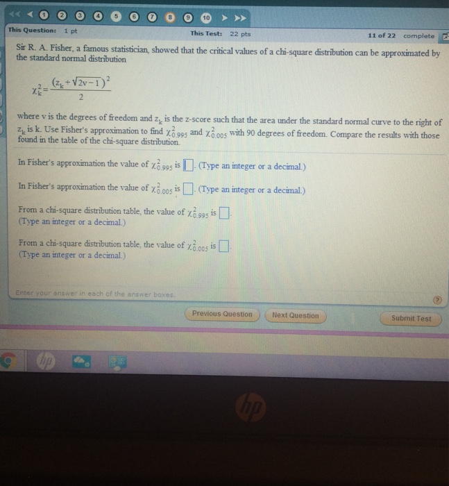 Solved Sir R. A. Fisher, a famous statistician, showed that | Chegg.com