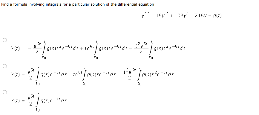 Solved Find a formula involving integrals for a particular | Chegg.com