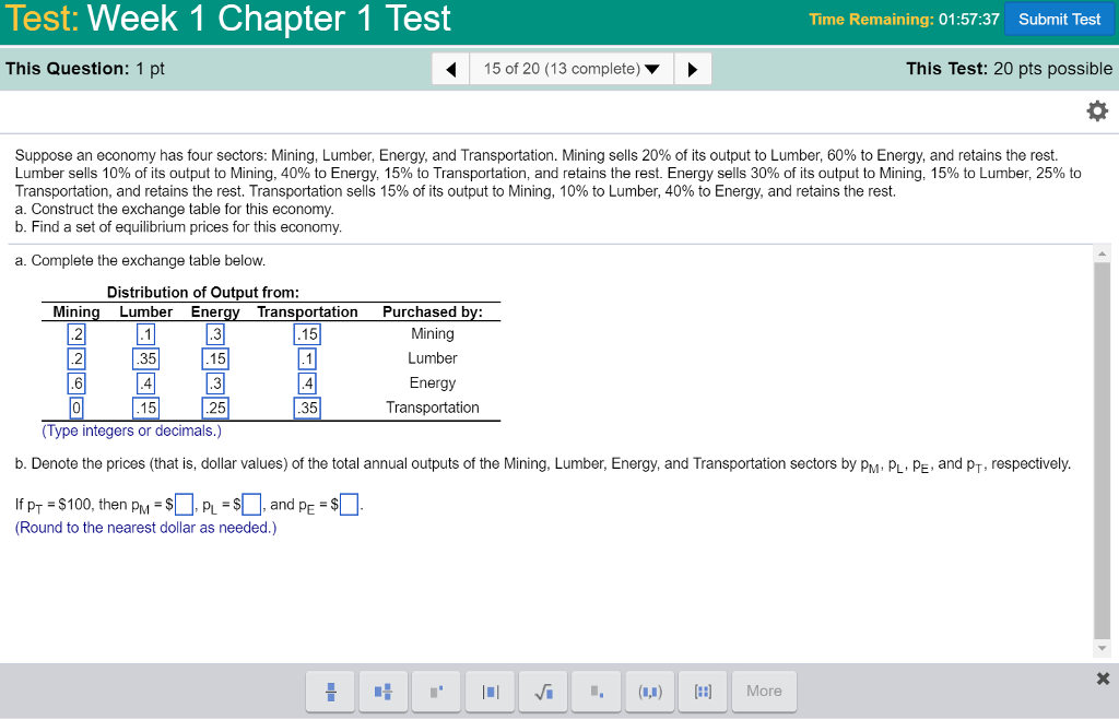 Solved Test: Week 1 Chapter 1 Test Time Remaining: 01:57:37 | Chegg.com