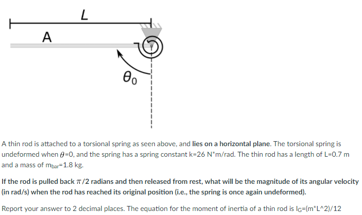 Solved A thin rod is attached to a torsional spring as | Chegg.com