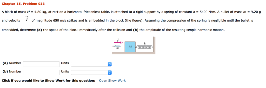 Solved A block of mass M = 4.80 kg, at rest on a horizontal | Chegg.com