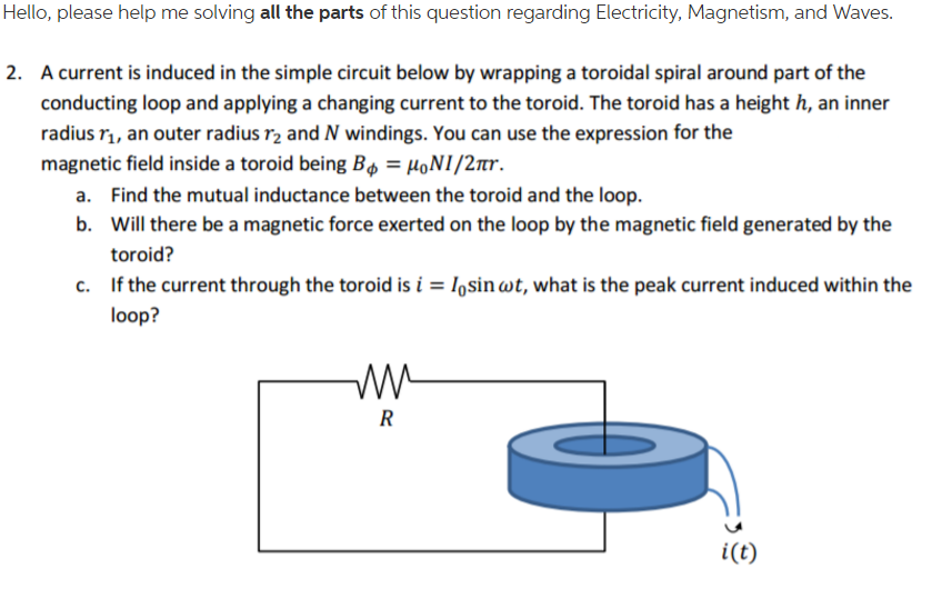 Solved Hello, please help me solving all the parts of this | Chegg.com