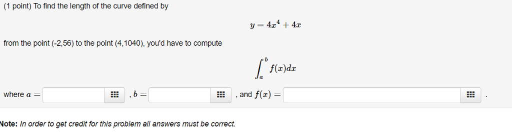 Solved To find the length of the curve defined by y = 4x^4 | Chegg.com