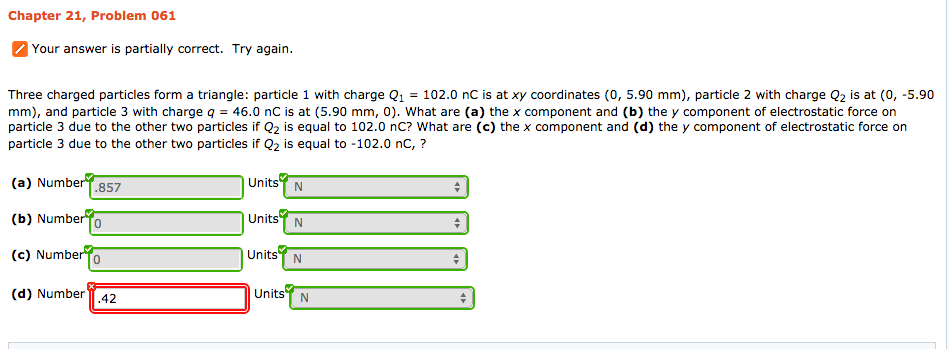Solved Three charged particles form a triangle: particle 1 | Chegg.com