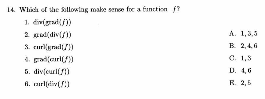 Solved 14. Which of the following make sense for a function | Chegg.com