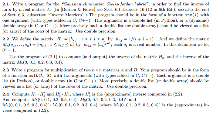 Write A Program For The Gaussian Elimination