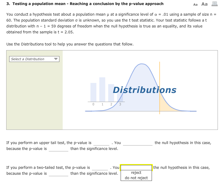 Solved 3 Testing A Population Mean Reaching A Conclusion