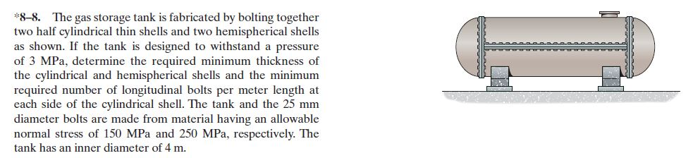 Solved The gas storage tank is fabricated by bolting | Chegg.com