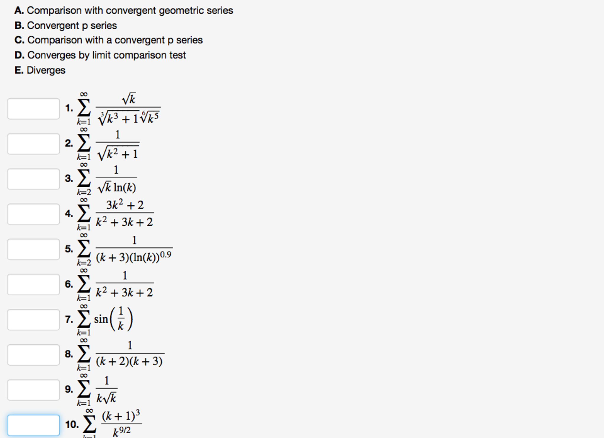 Solved Comparison with convergent geometric series | Chegg.com