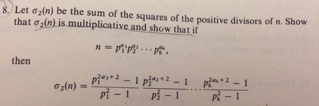 Solved Let sigma 2(n) be the sum of the squares of the | Chegg.com