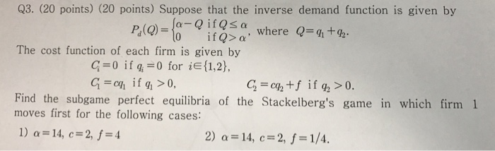 Solved Suppose that the inverse demand function is given by | Chegg.com