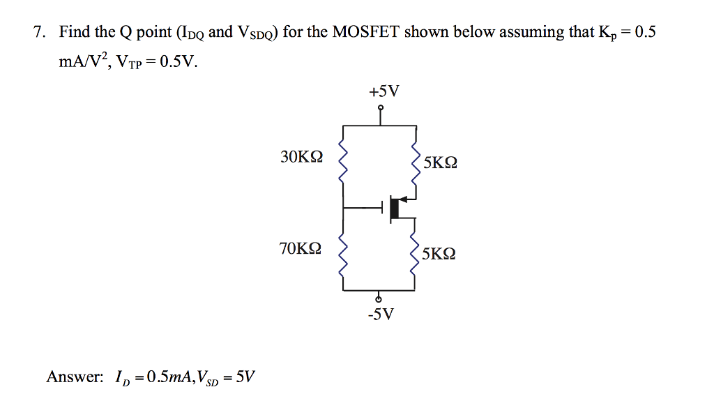 Solved Find the Q point (I_DQ and V_SDQ) for the MOSFET | Chegg.com