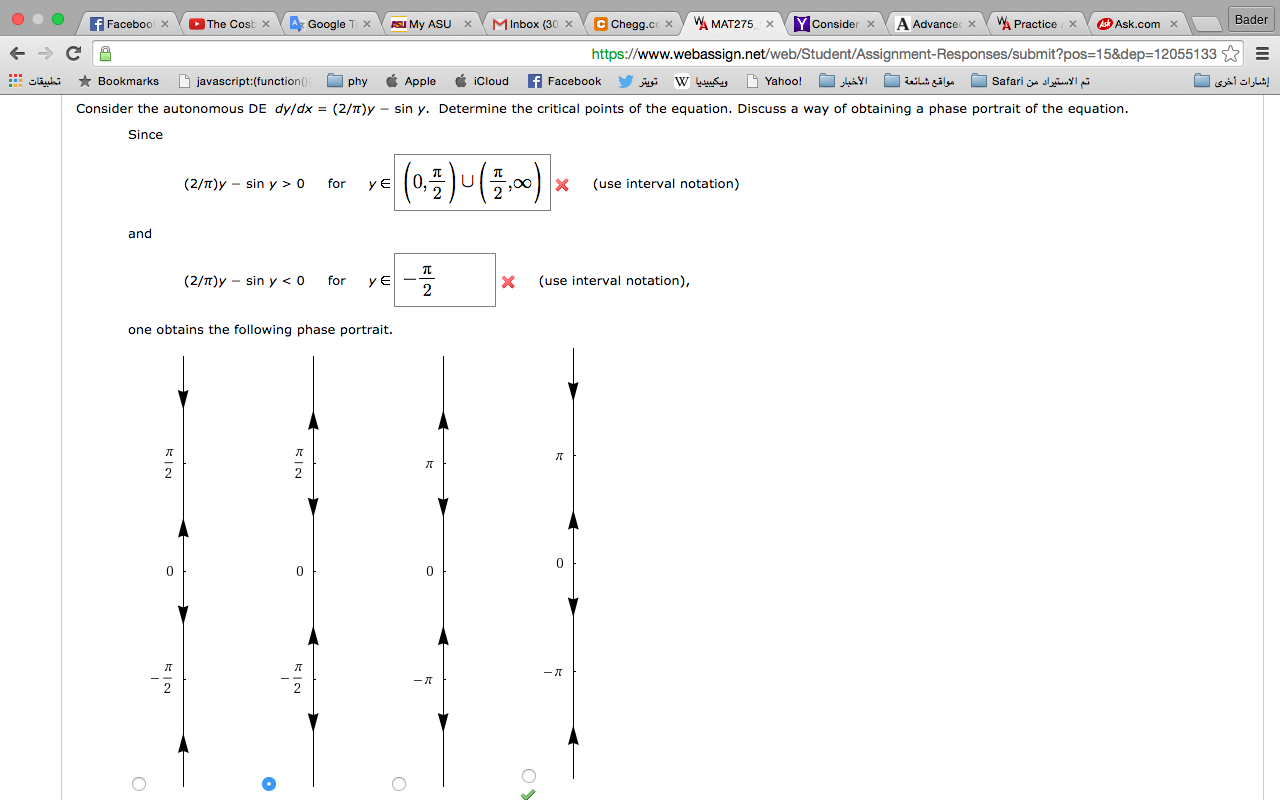 Solved Consider the autonomous DE dy/dx = (2/?)y ? sin y. | Chegg.com