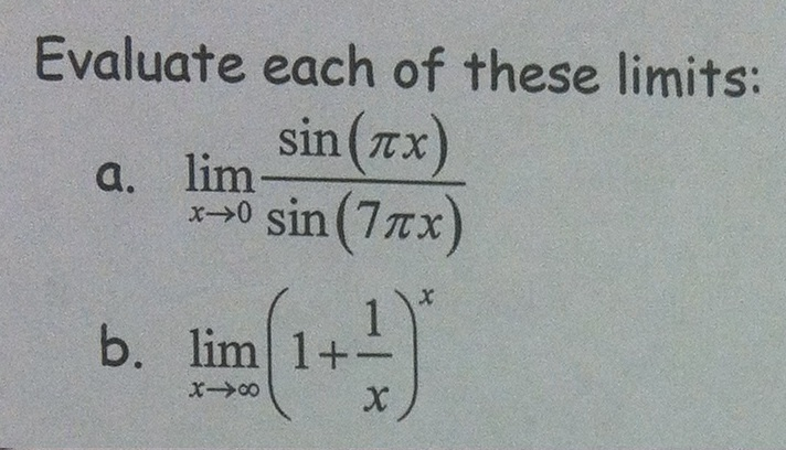 Solved Evaluate each of these limits: | Chegg.com