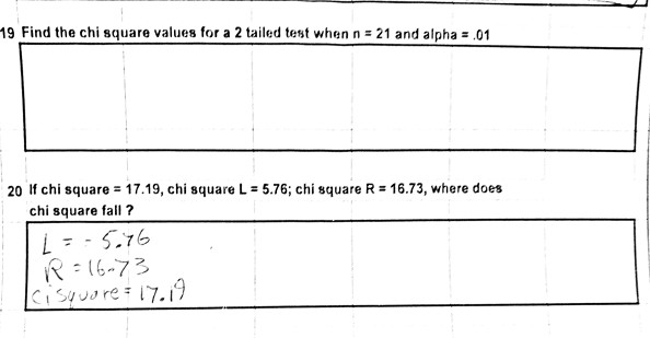 Solved 19 Find the chi square values for a 2 tailed test | Chegg.com