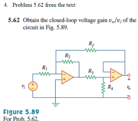Solved Obtain the closed-loop voltage gain | Chegg.com