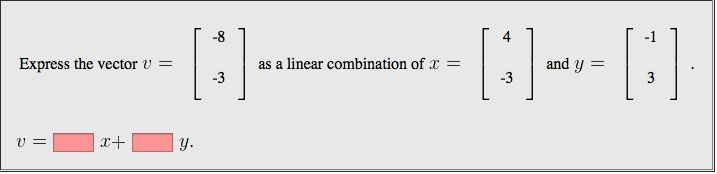Solved Express the vector v as a linear combination of x | Chegg.com