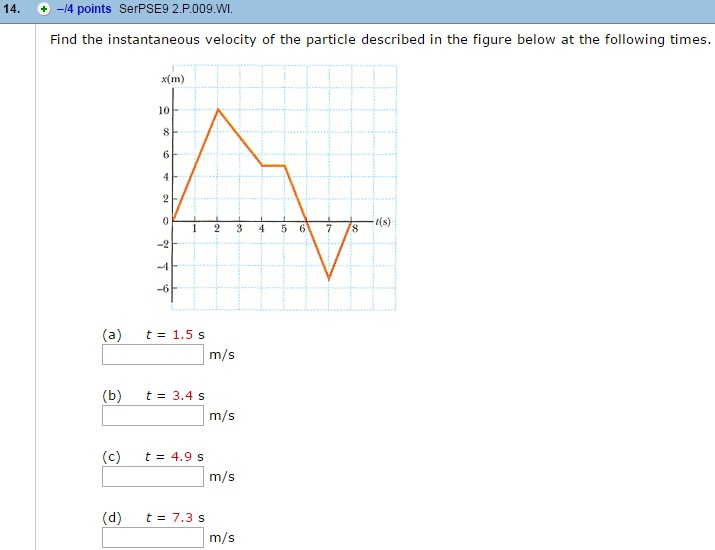 Solved Find the instantaneous velocity of the particle | Chegg.com