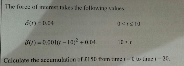 Solved The force of interest takes the following values: | Chegg.com