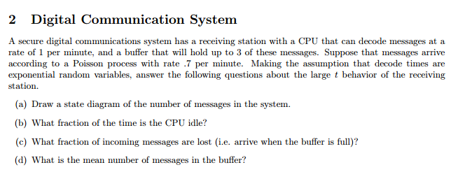 Solved 2 Digital Communication System A secure digital | Chegg.com