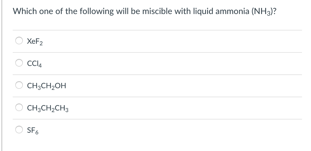 Solved Which one of the following will be miscible with | Chegg.com