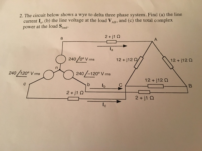 Solved The circuit below shows a wye to delta three phase | Chegg.com