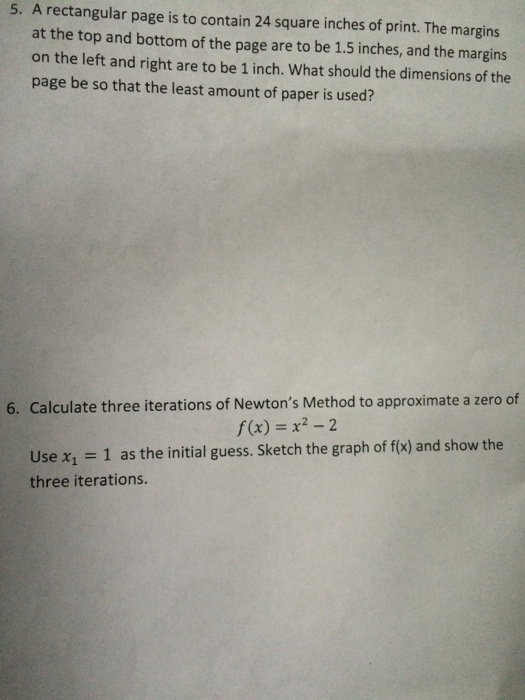 Solved 5. A rectangular Page is to contain 24 square inches | Chegg.com