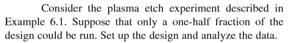 Consider the plasma etch experiment described in | Chegg.com